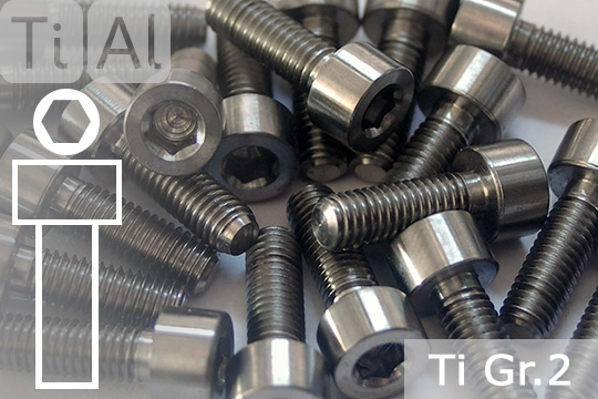 Titanium Bolts | Silver | M6 | Cap Head | Gr.2 | DIN 912 / ISO 4762