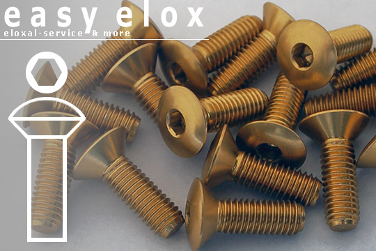 Alu Schrauben | Gold | M4 | Linsensenkkopf | ~DIN 964 / ~ISO 2010