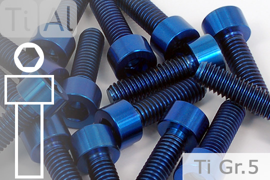 Titanium Bolts | Blue | M8 | Cap Head | Gr.5 | DIN 912 / ISO 4762